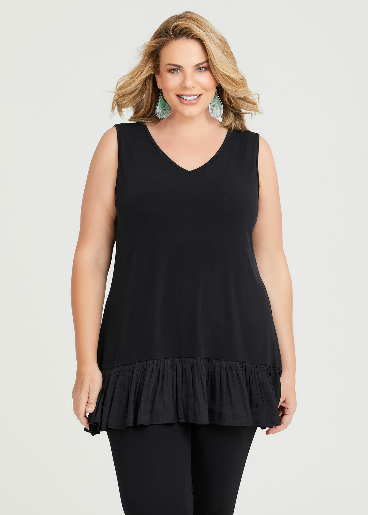 Shop Plus Size Luna Foundation Contrast Tank, Black | Taking Shape AU