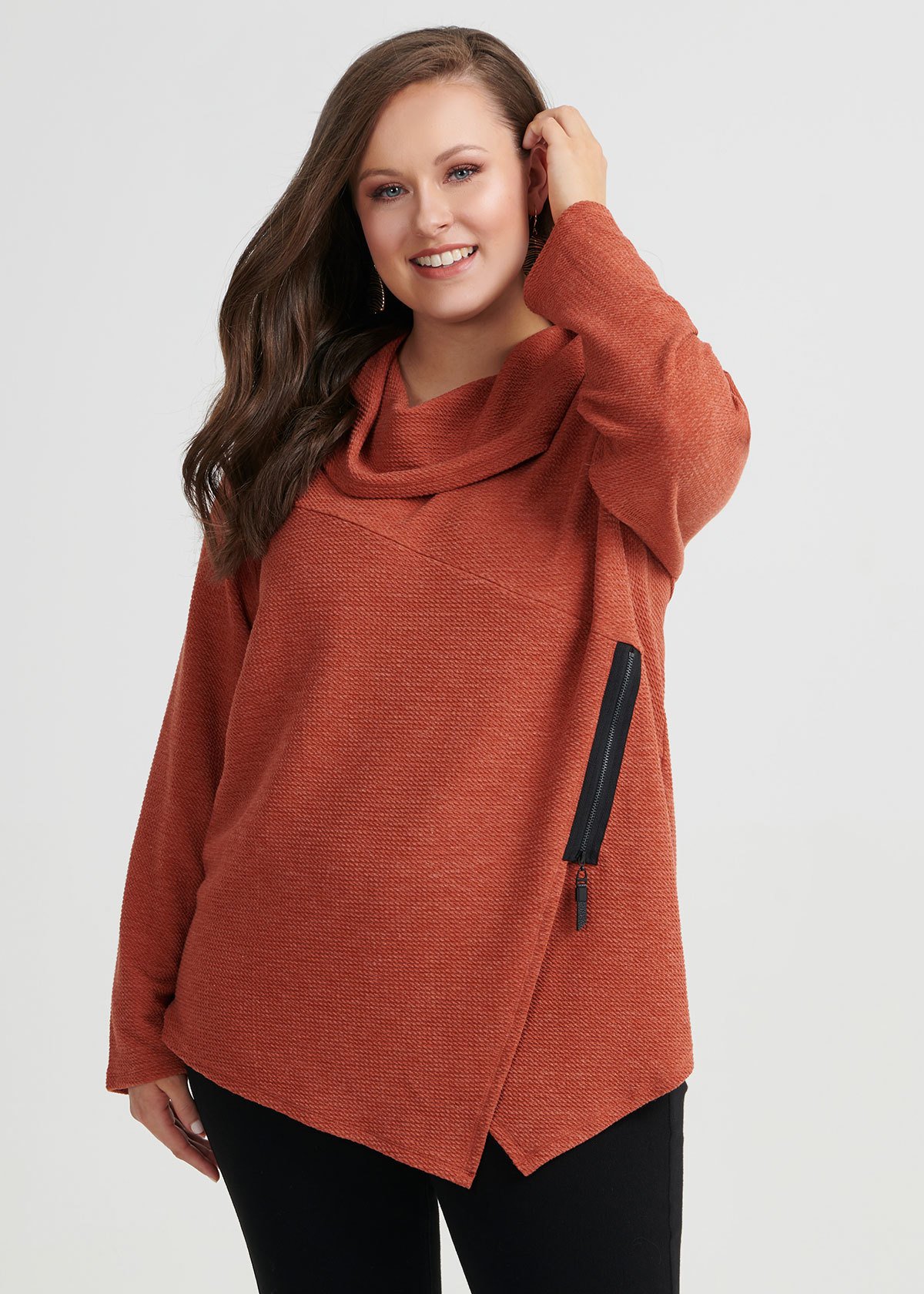 Shop Plus Size Zip Angles Top, Orange | Taking Shape AU
