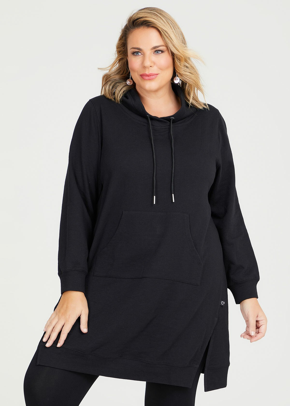 Shop Plus Size Cowl Pocket Sweat Dress, Black | Taking Shape AU