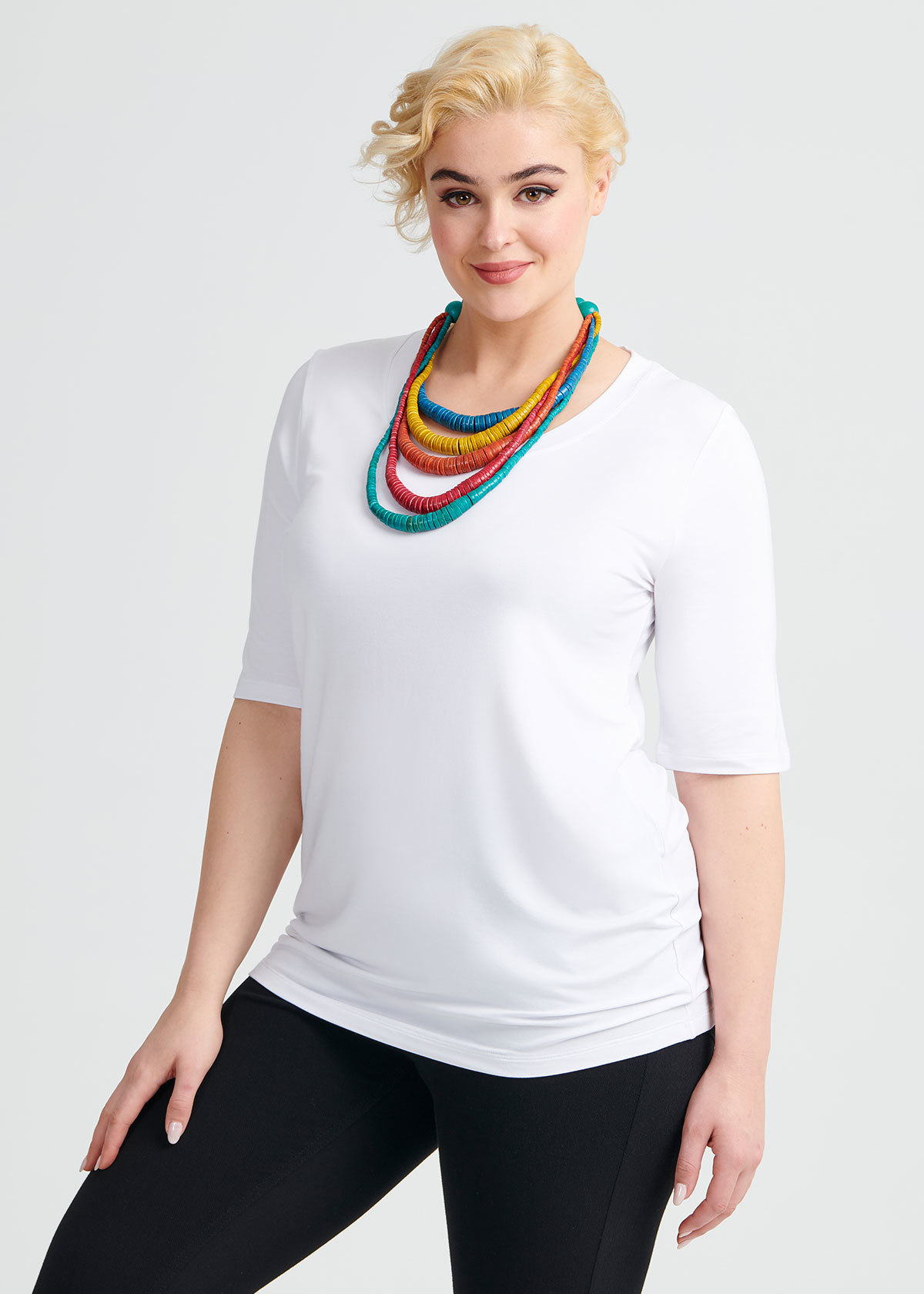 Shop Plus Size Bamboo Body Short Sleeve Top, White | Taking Shape AU