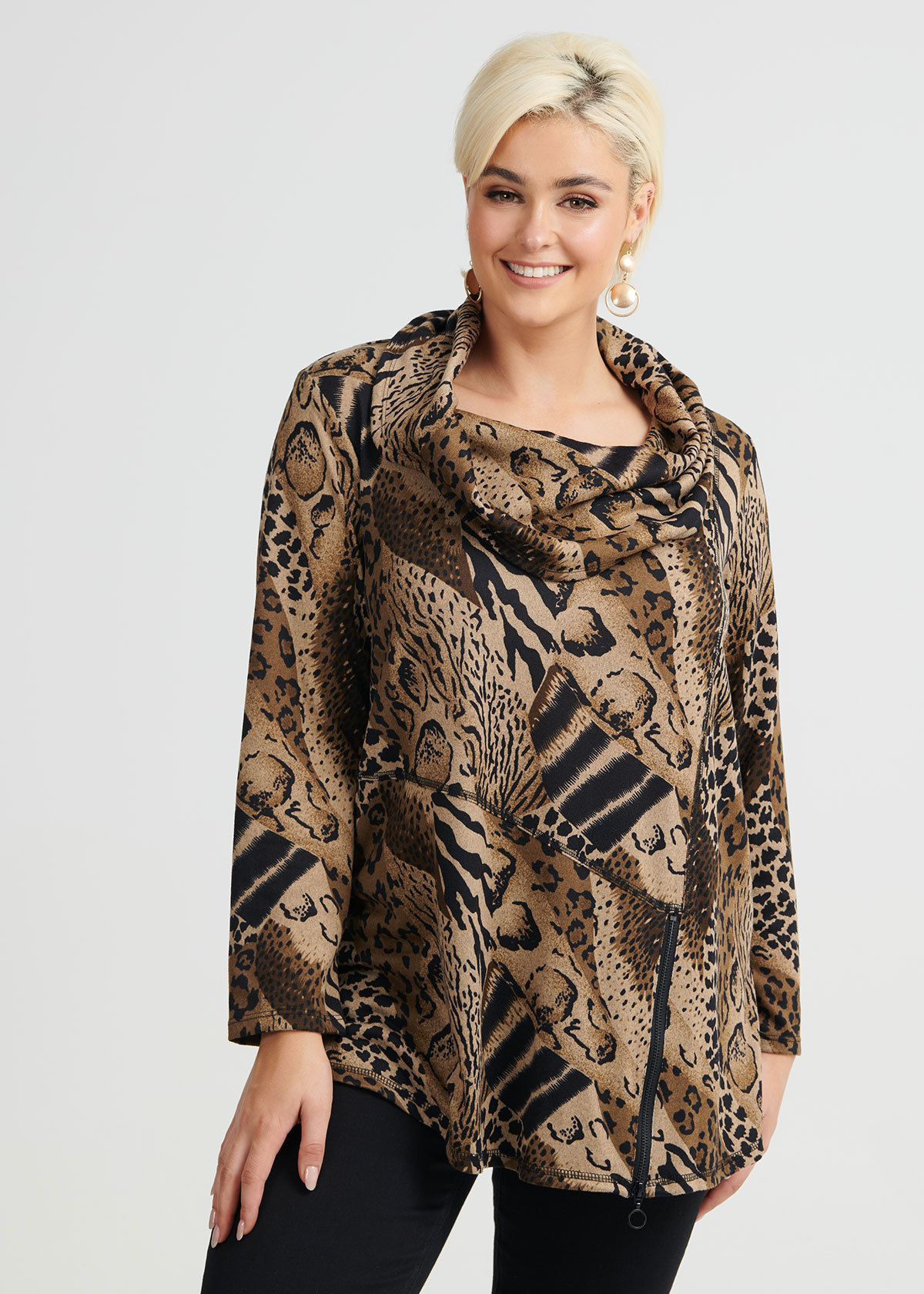 Shop Plus Size Animal Hues Cowl Top, Print | Taking Shape AU
