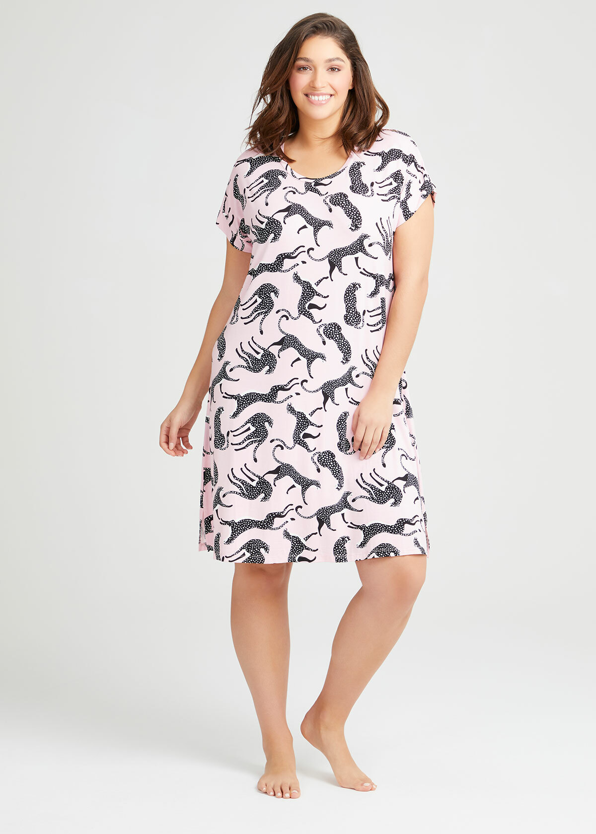 Shop Plus Size Bamboo Leopard Nightie in Print | Taking Shape AU