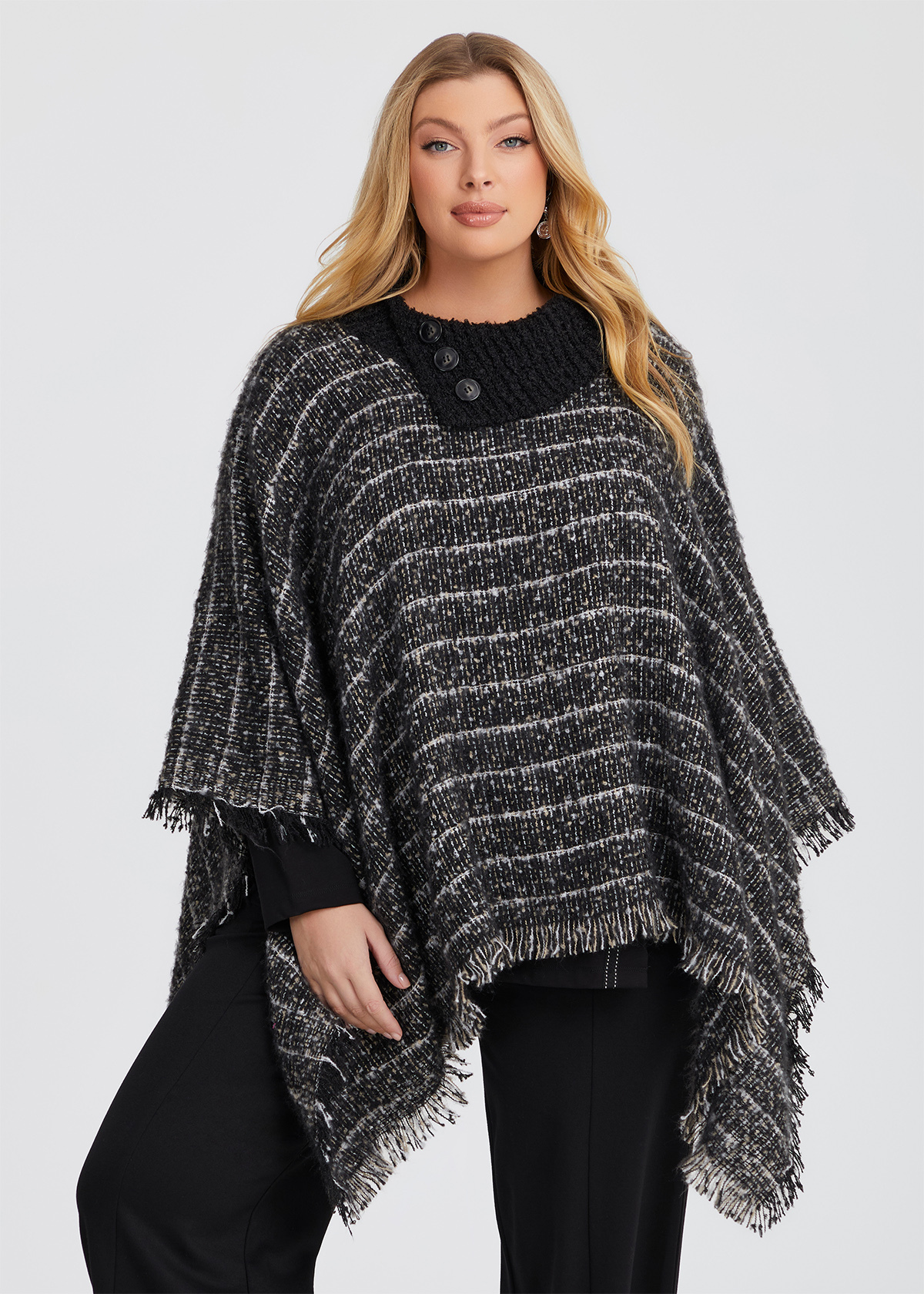 Plus Size Black & White Poncho for Women | Taking Shape AU