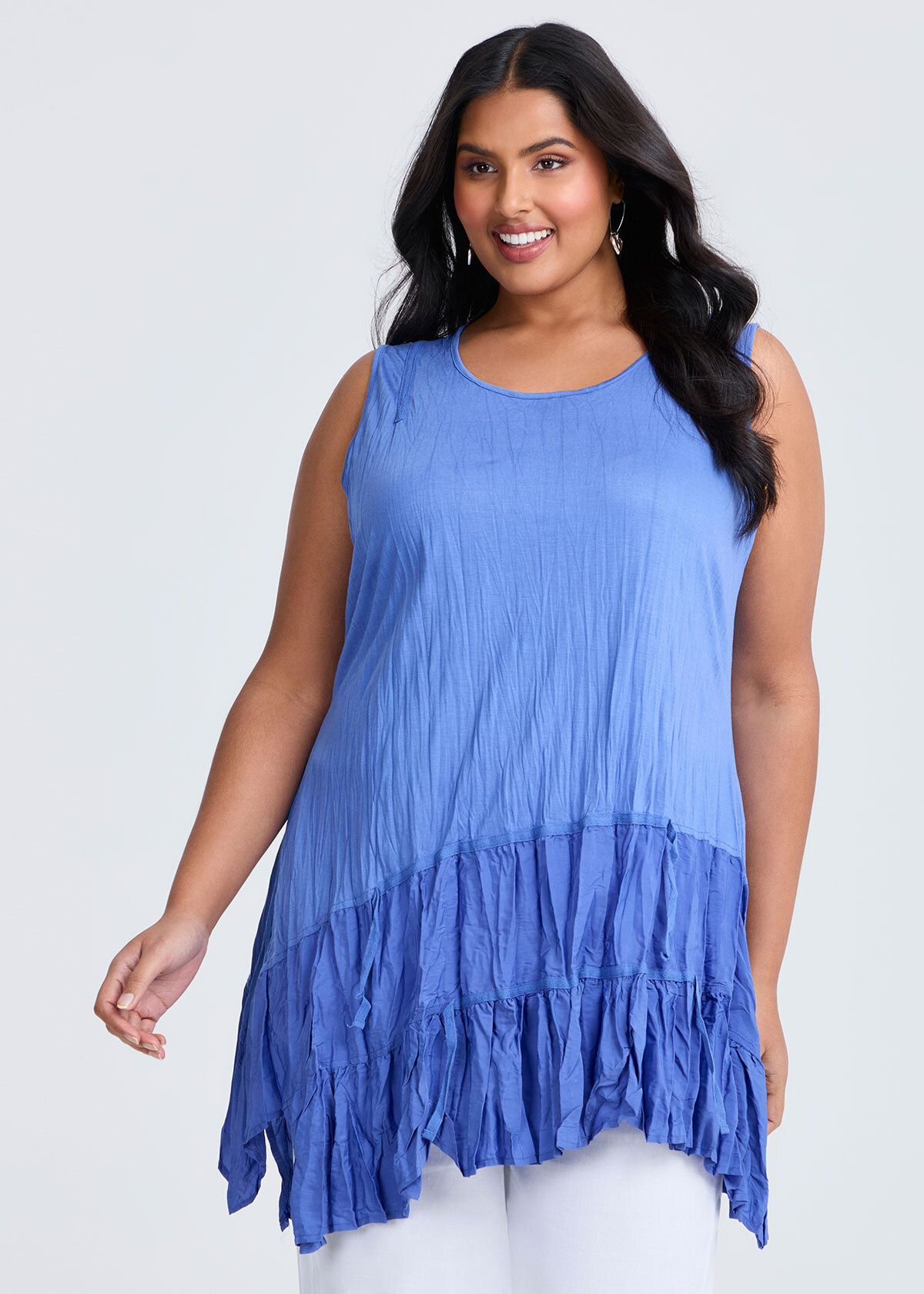 Shop Plus Size Bamboo Lulu Sleeveless Tunic, Blue | Taking Shape AU