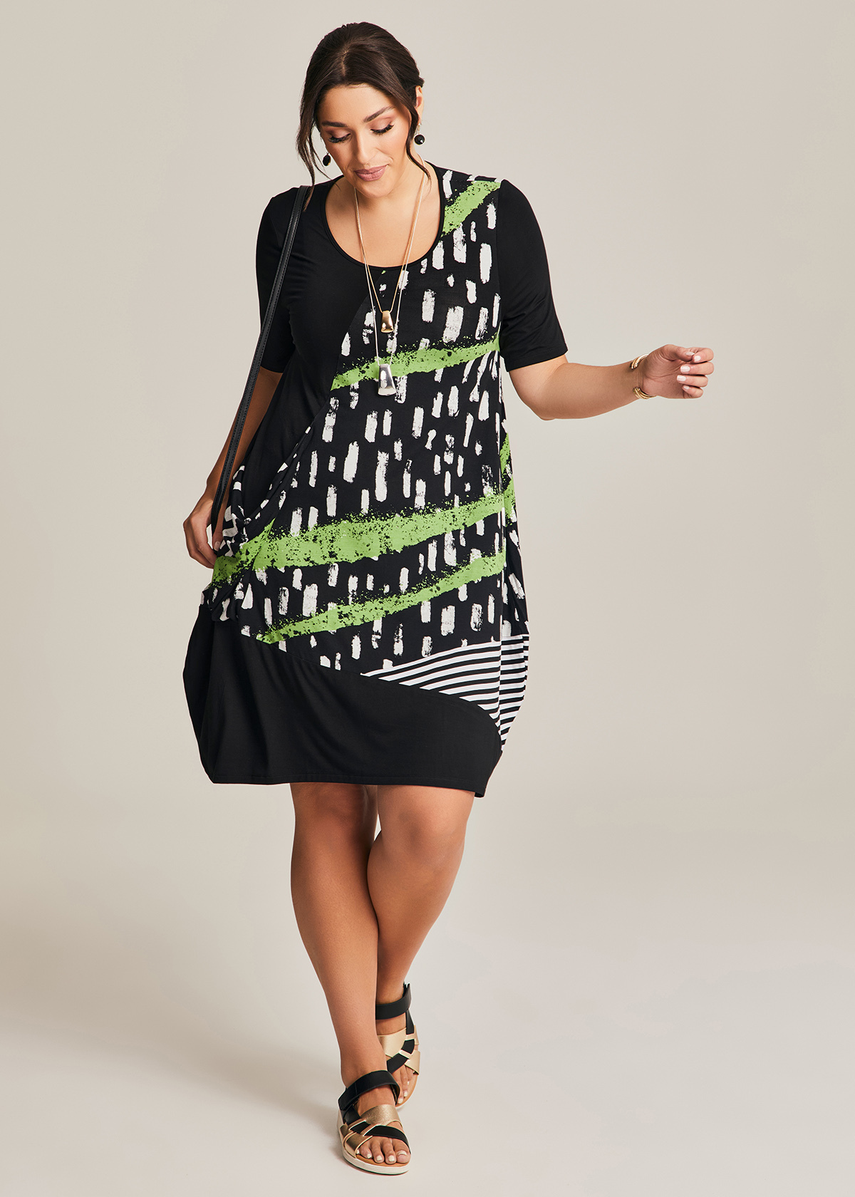 Shop Plus Size Spliced Angled Bamboo Dress, Multi | Taking Shape AU