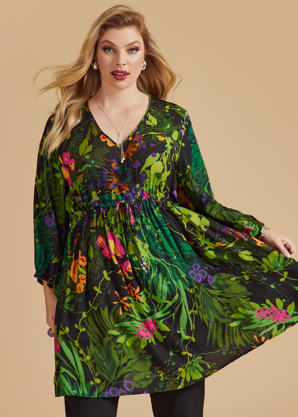 Shop Plus Size Natural Fresia Tunic, Multi | Taking Shape AU