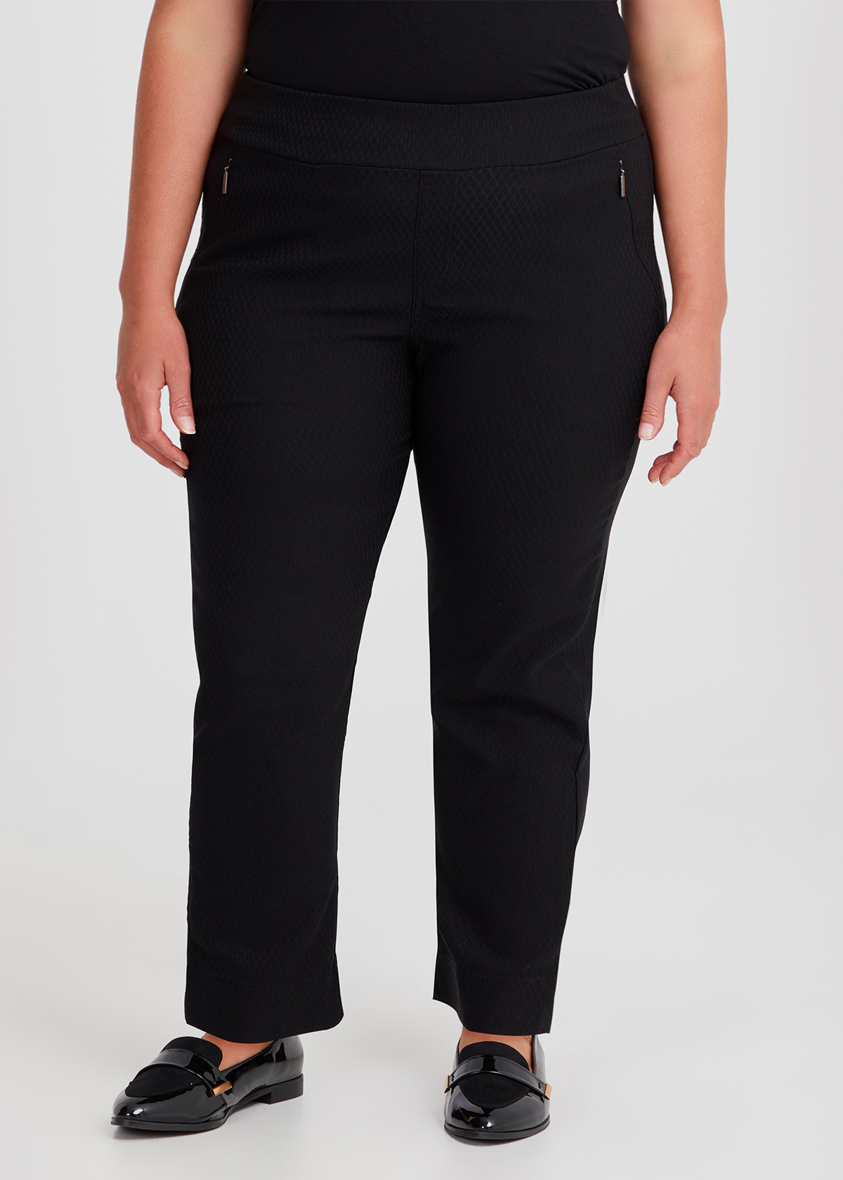 Petite Plus Size Rhea Texture Stretch Pant Black | Taking Shape NZ