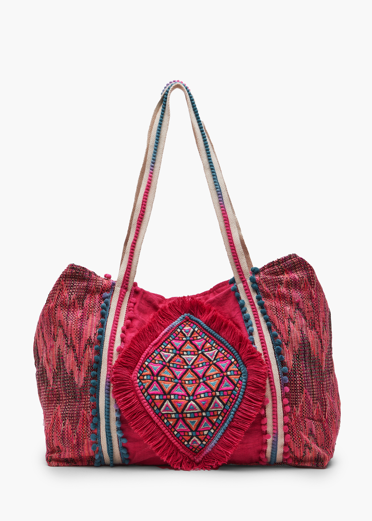 Shop Fringed Pom Pom Tote Bag in Multi | Accessories | Taking Shape AU