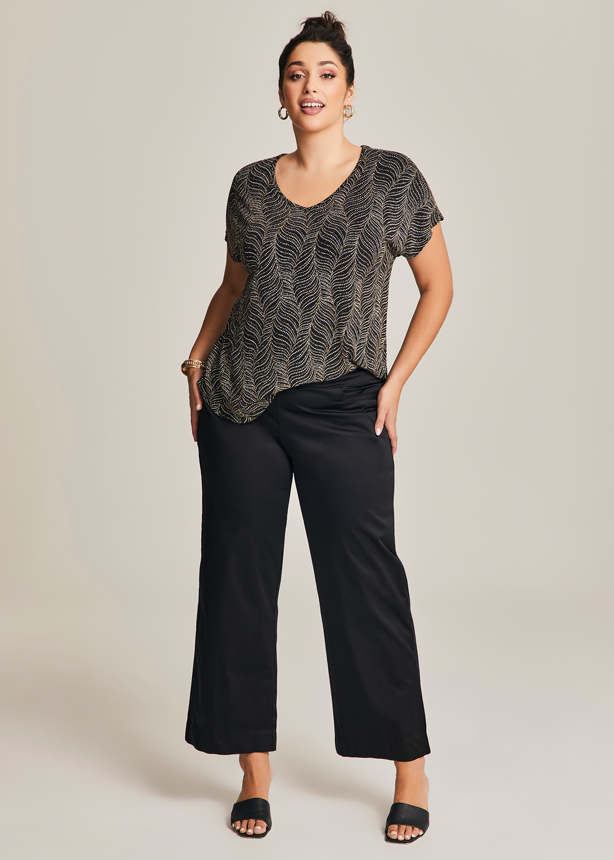 Plus Size Women's Black Straight Leg Work Pants | Taking Shape AU