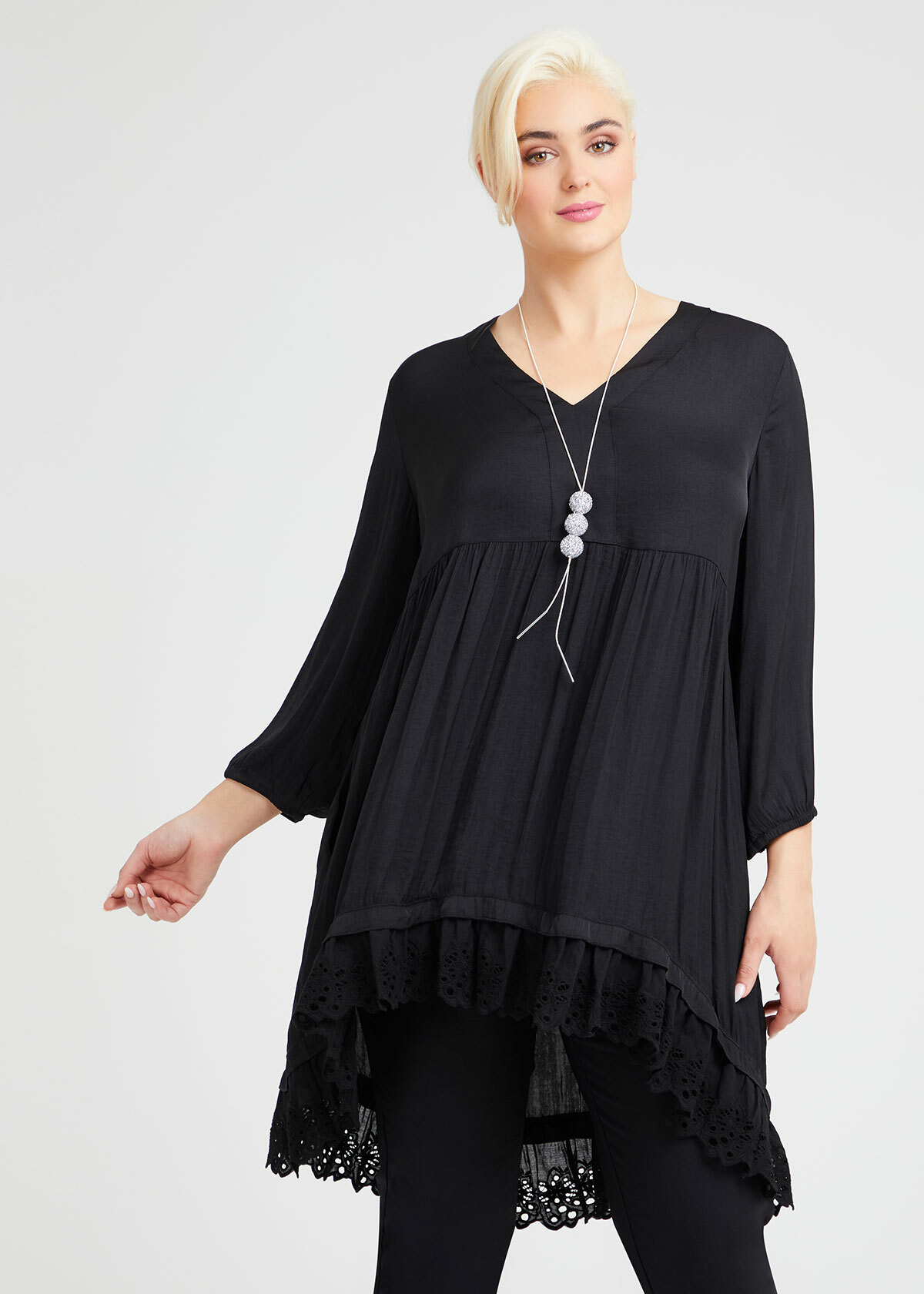 Shop Plus Size Luxe Boho Tunic in Black | Taking Shape AU