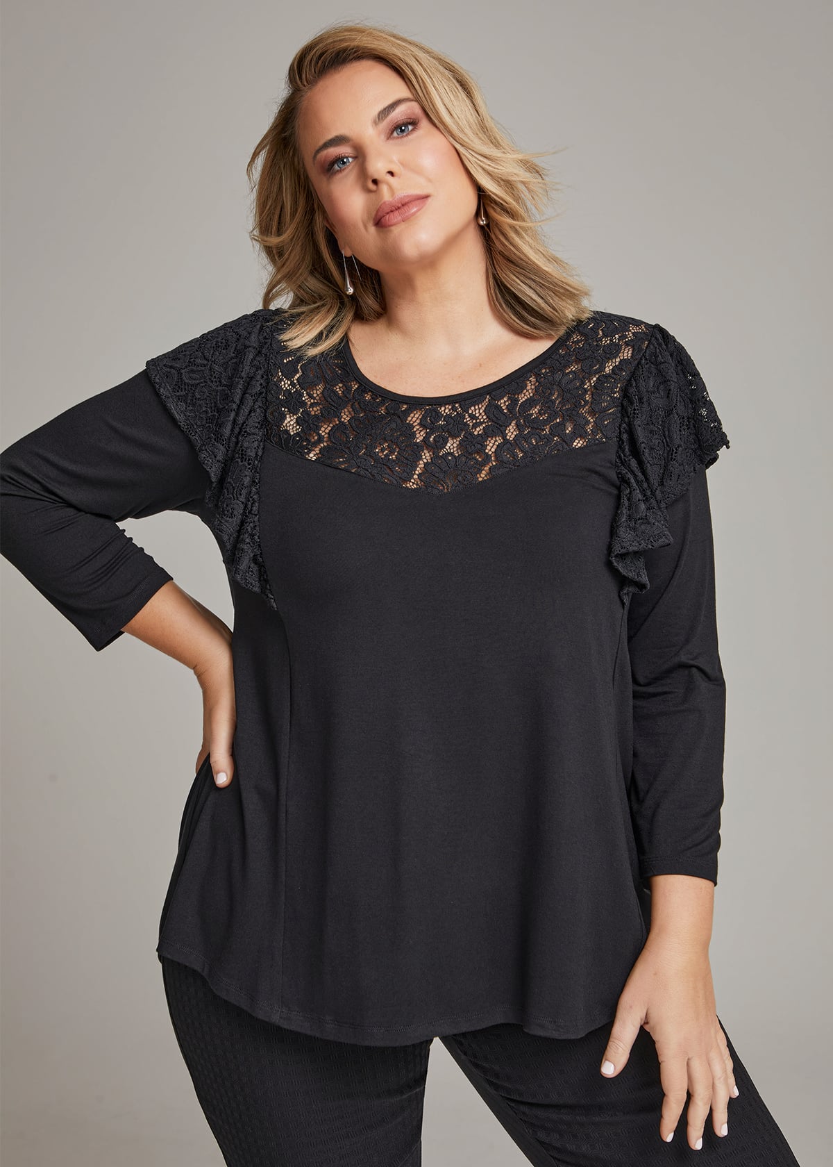 Shop Plus Size Natural Amira Top, Black | Taking Shape AU