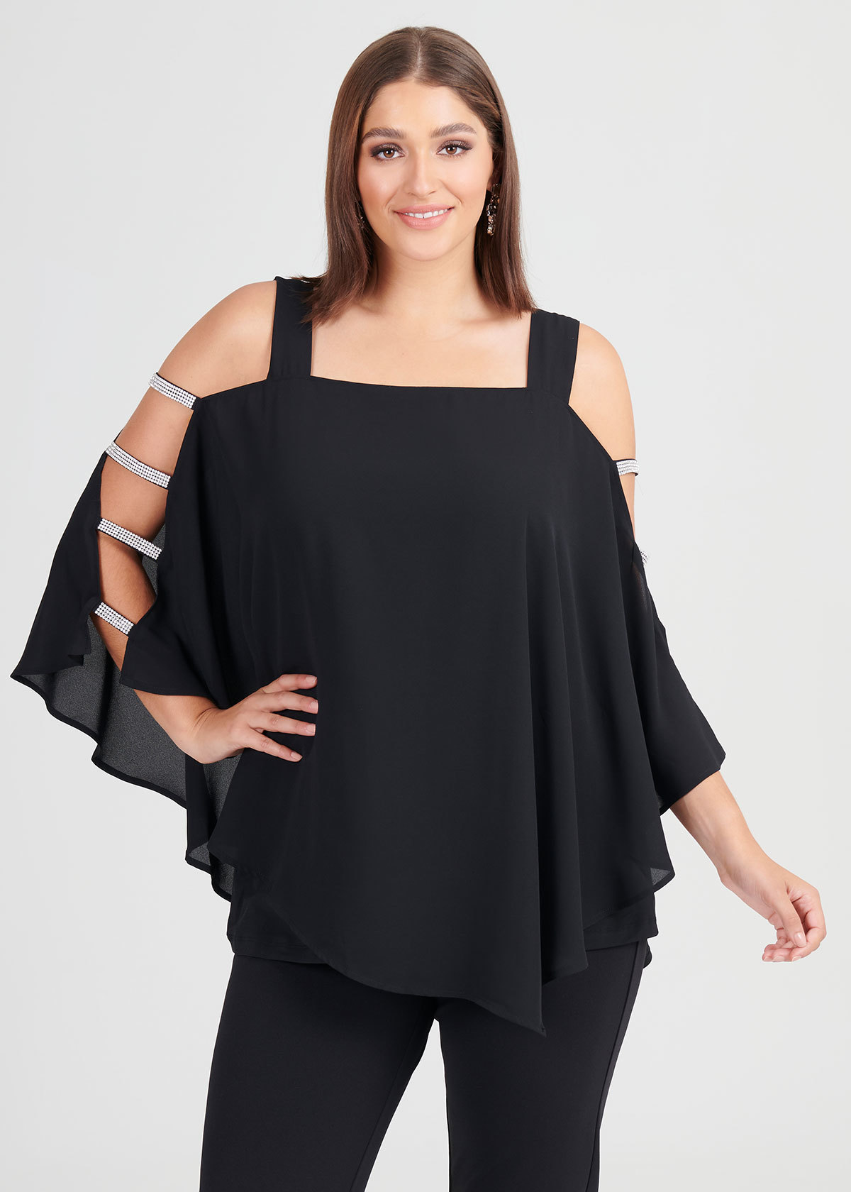 Shop Plus Size Diamond Shimmer Top, Black | Taking Shape AU