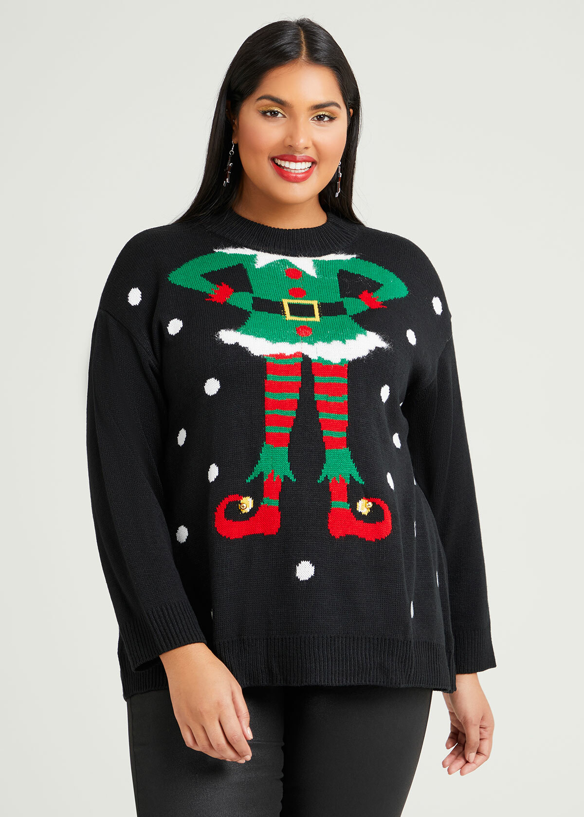 Shop Plus Size Christmas Elf Jumper, Black | Taking Shape AU