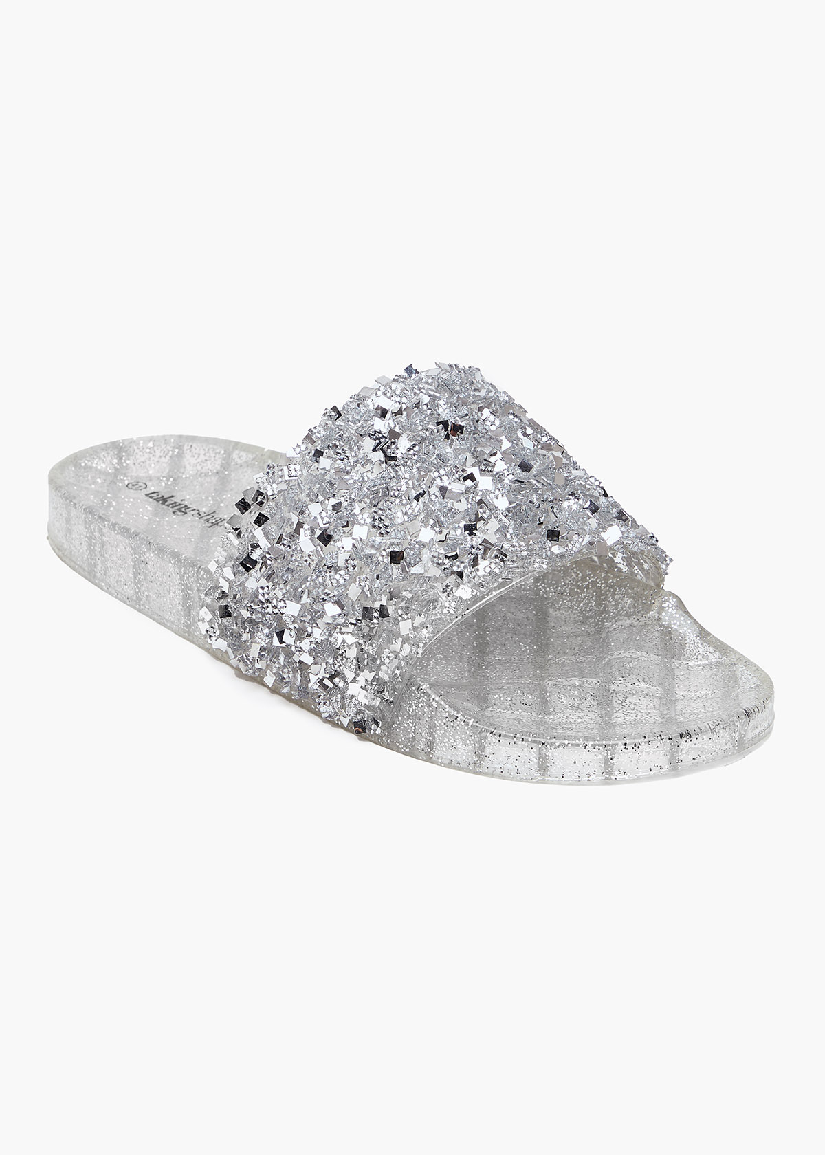 Shop Black Silver Bling Slide | Comfortable Shoes | Taking Shape AU