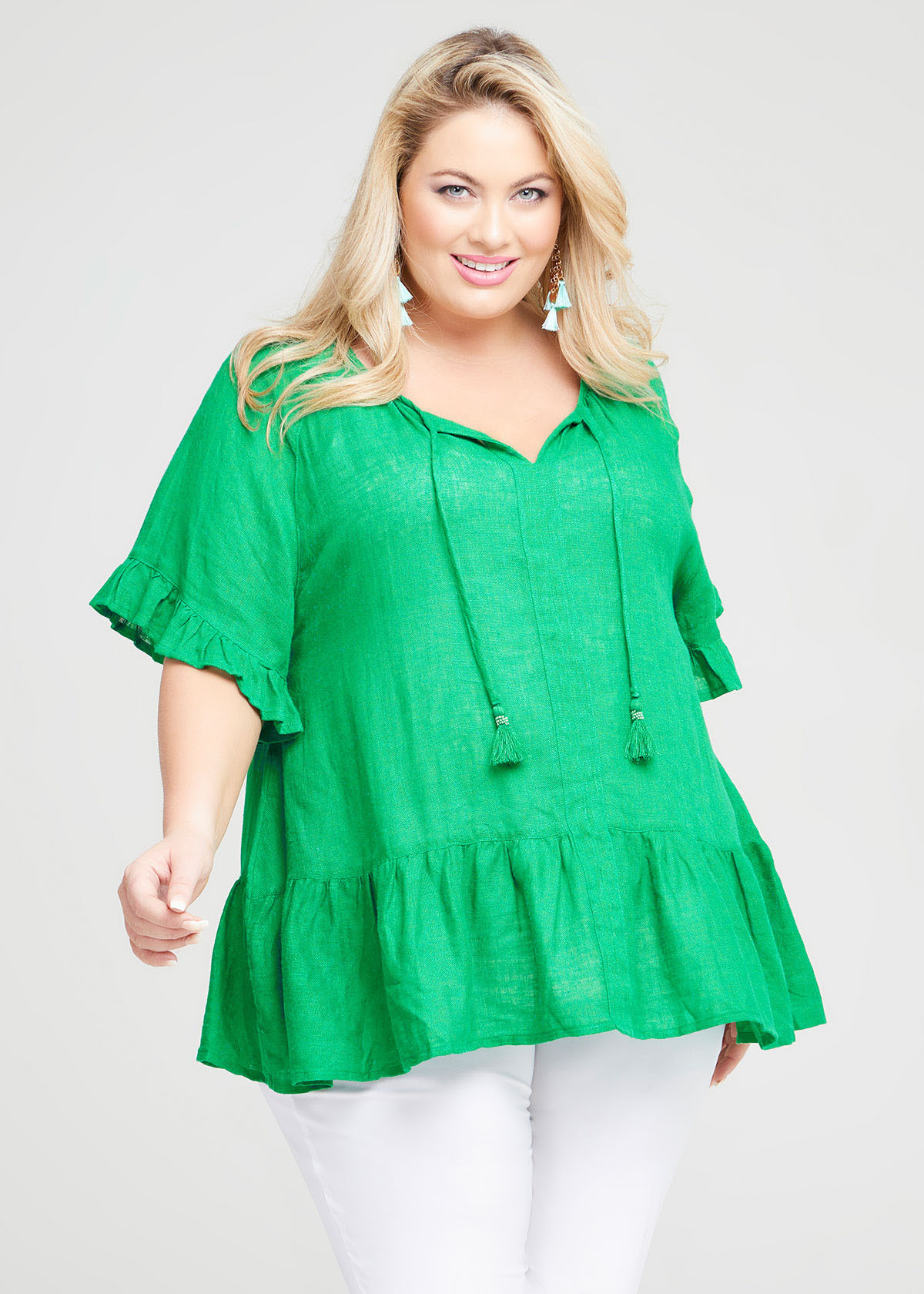 Shop Plus Size Linen Gauze Nina Top in Green | Taking Shape AU