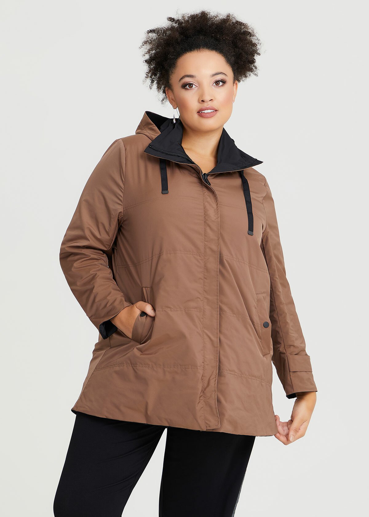 Shop Plus Size Reversible Element Puffer Jacket in Brown | Taking Shape NZ