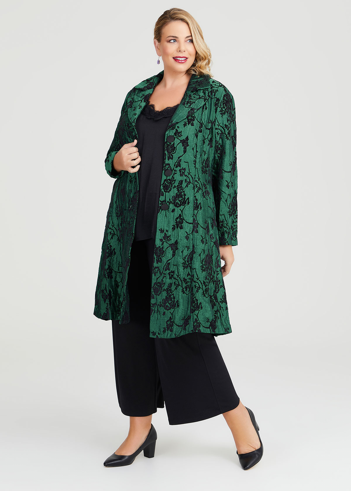 Shop Plus Size Opulent Chenille Opera Coat, Green | Taking Shape NZ