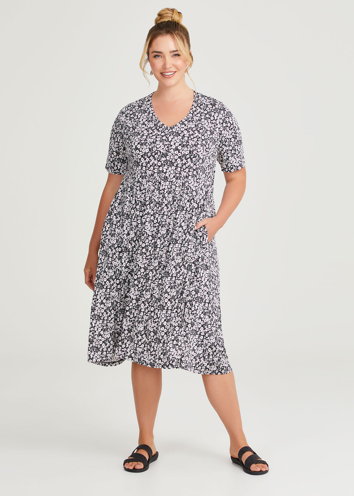 Shop Plus Size Puff Print Dress, Print | Taking Shape NZ