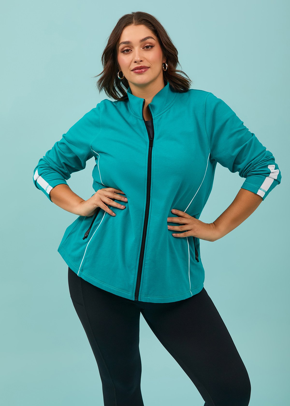 Shop Plus Size Active Piping Detail Jacket, Green | Taking Shape AU