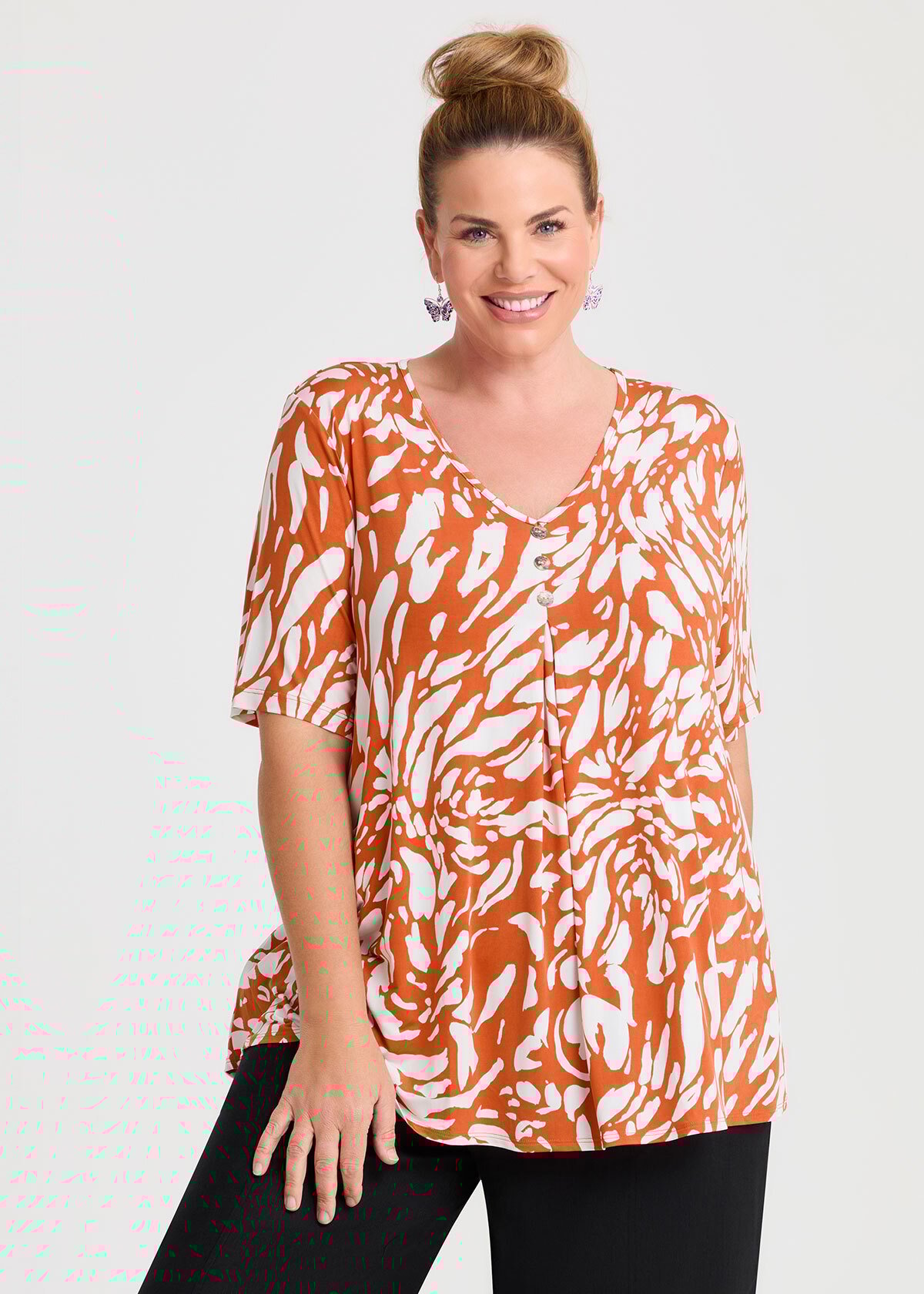 Shop Plus Size Piia Button Detail Top, White | Taking Shape AU