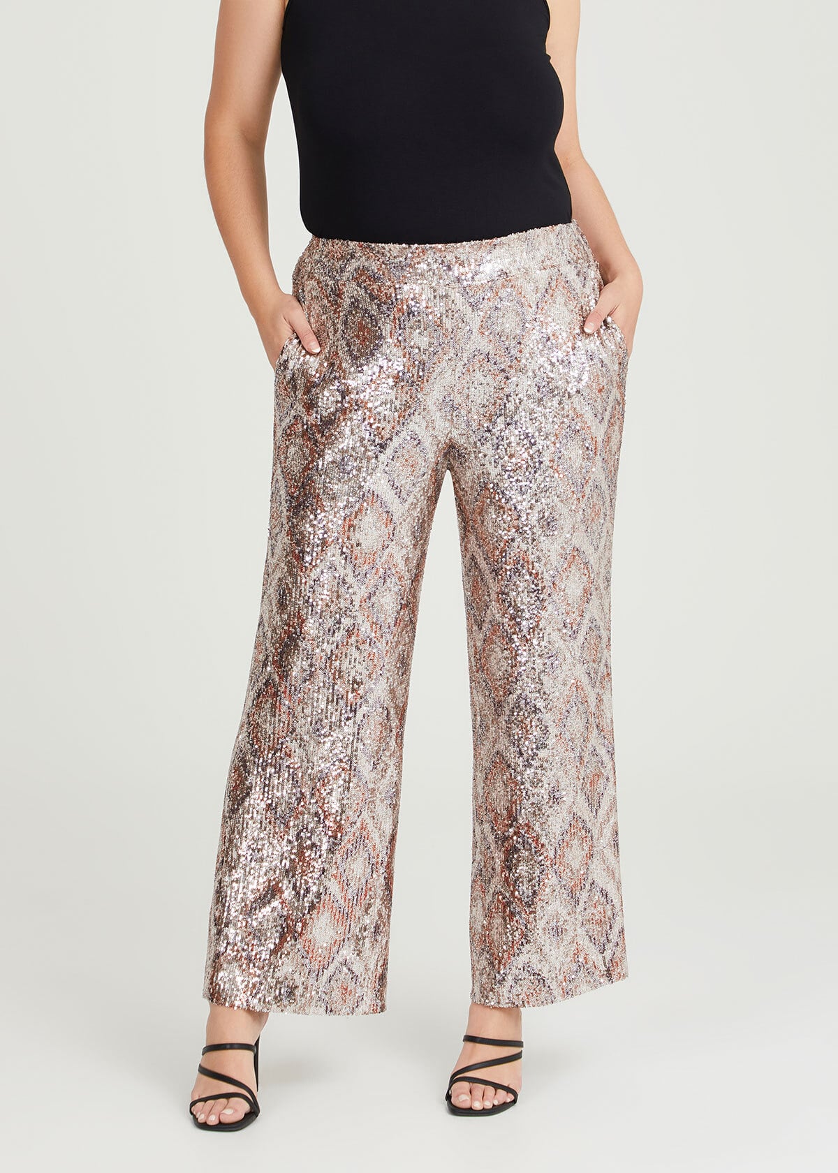 Shop Plus Size Geo Sequin Cocktail Pant, Multi | Taking Shape NZ
