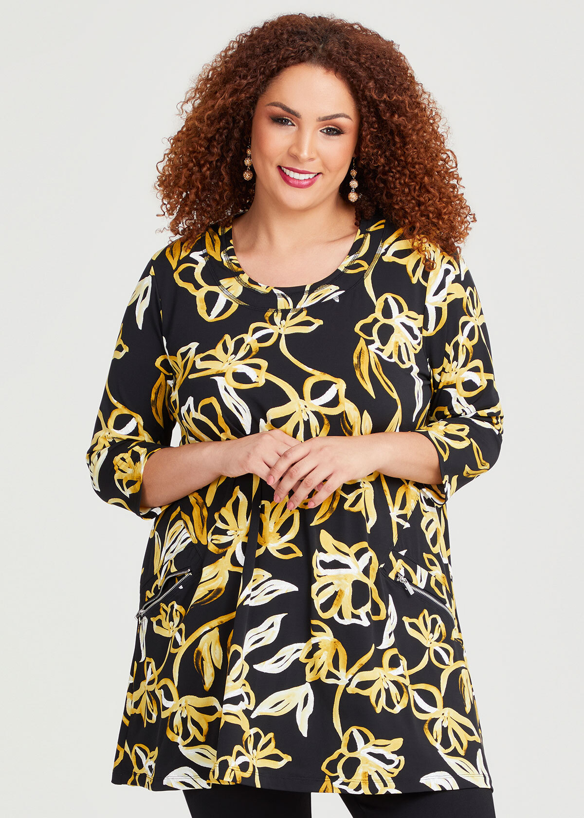 Shop Plus Size Botanical Zip Tunic, Multi | Taking Shape AU