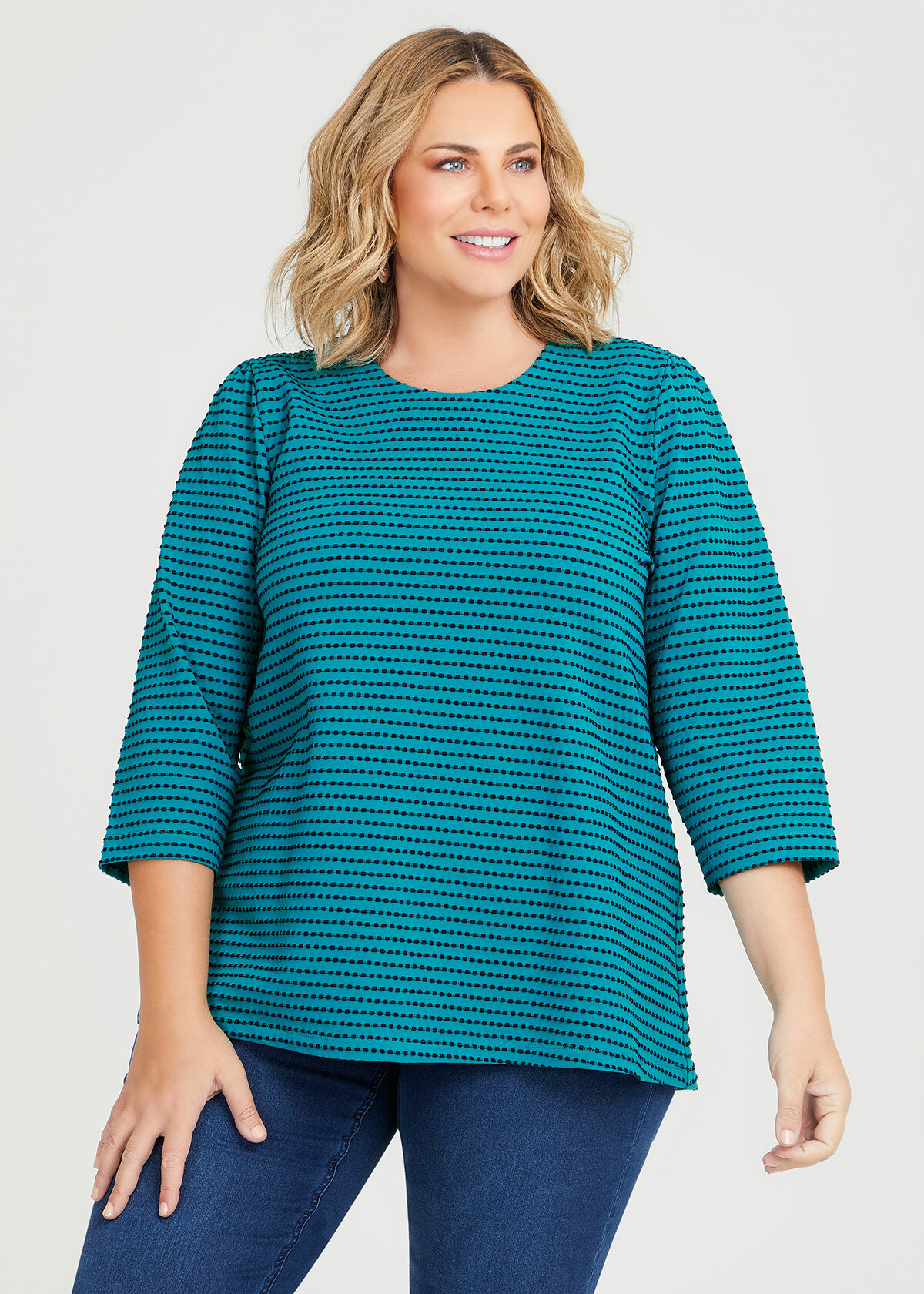 Shop Plus Size Cotton Dot Ticking Top, Blue | Taking Shape AU