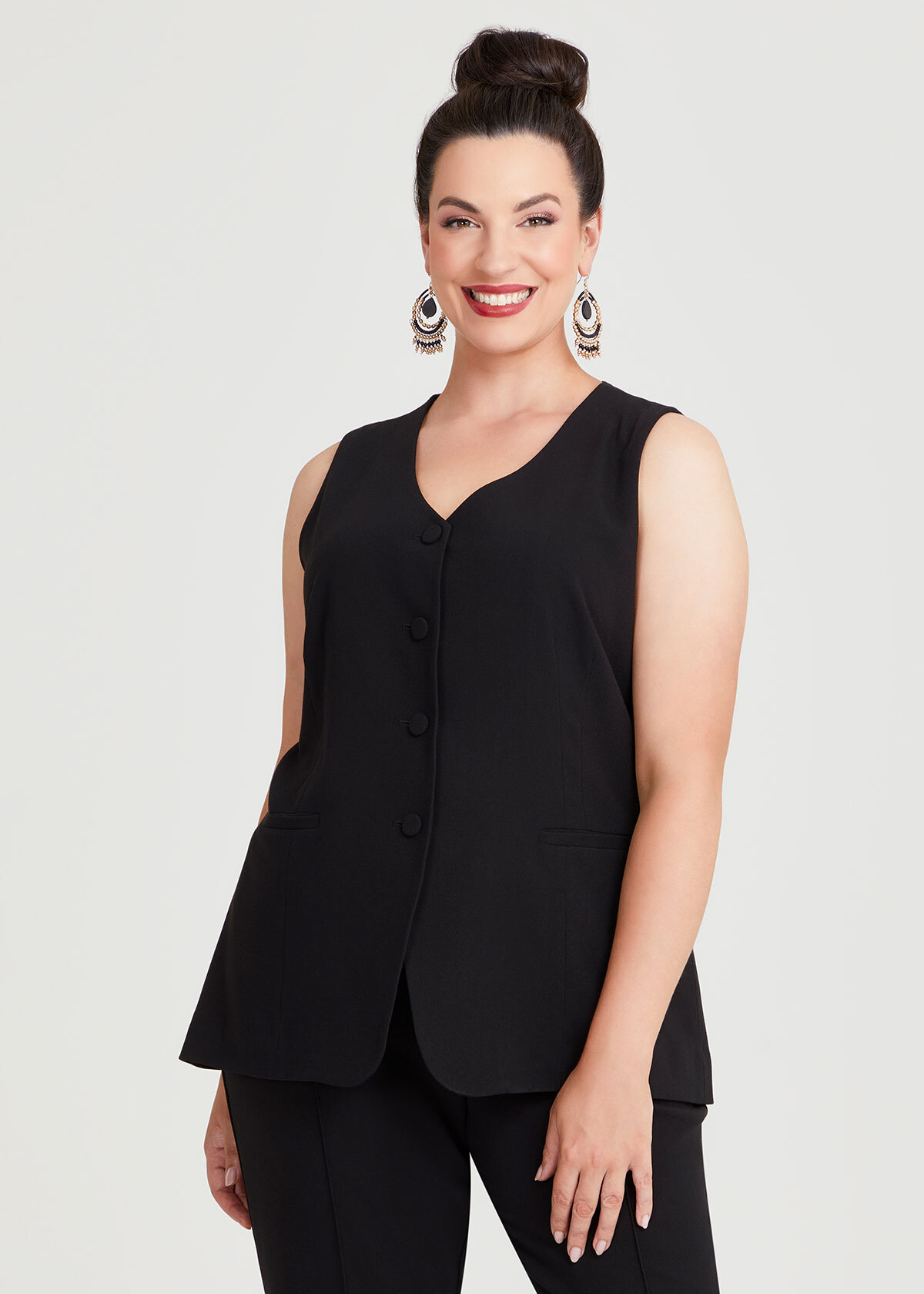 Shop Plus Size Dress Code Work Waistcoat in Black | Taking Shape IE